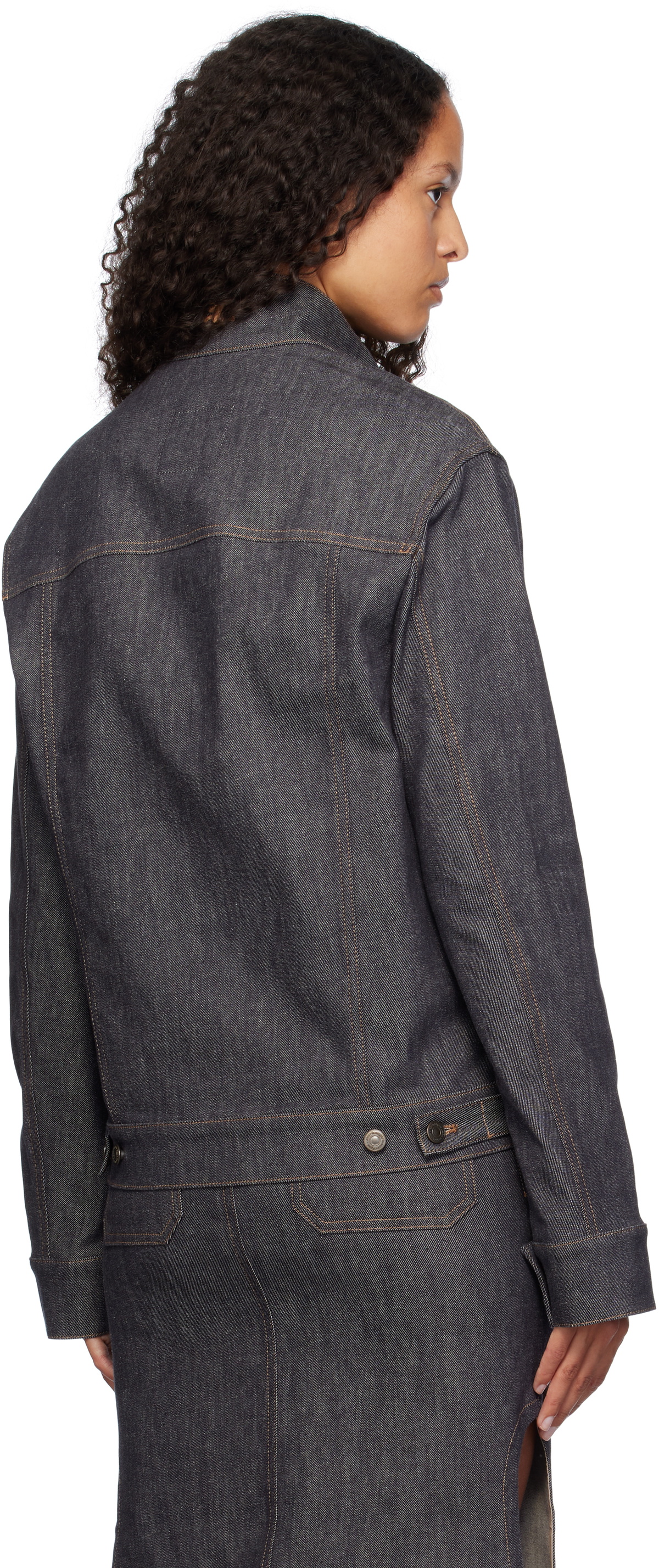 Courrèges Gray Motorcycle Denim Jacket Courreges