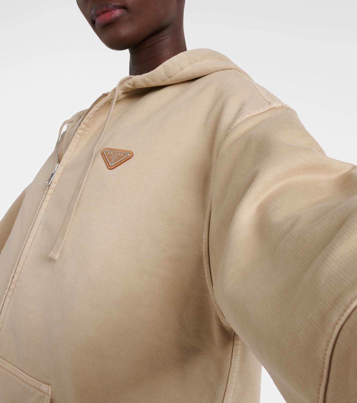 Prada Oversized cotton zip-up hoodie Prada