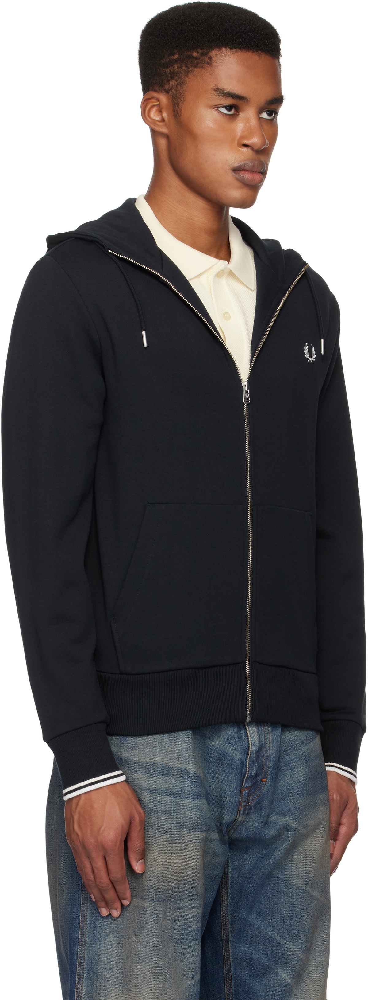 Fred Perry Navy Zip Through Hoodie Fred Perry