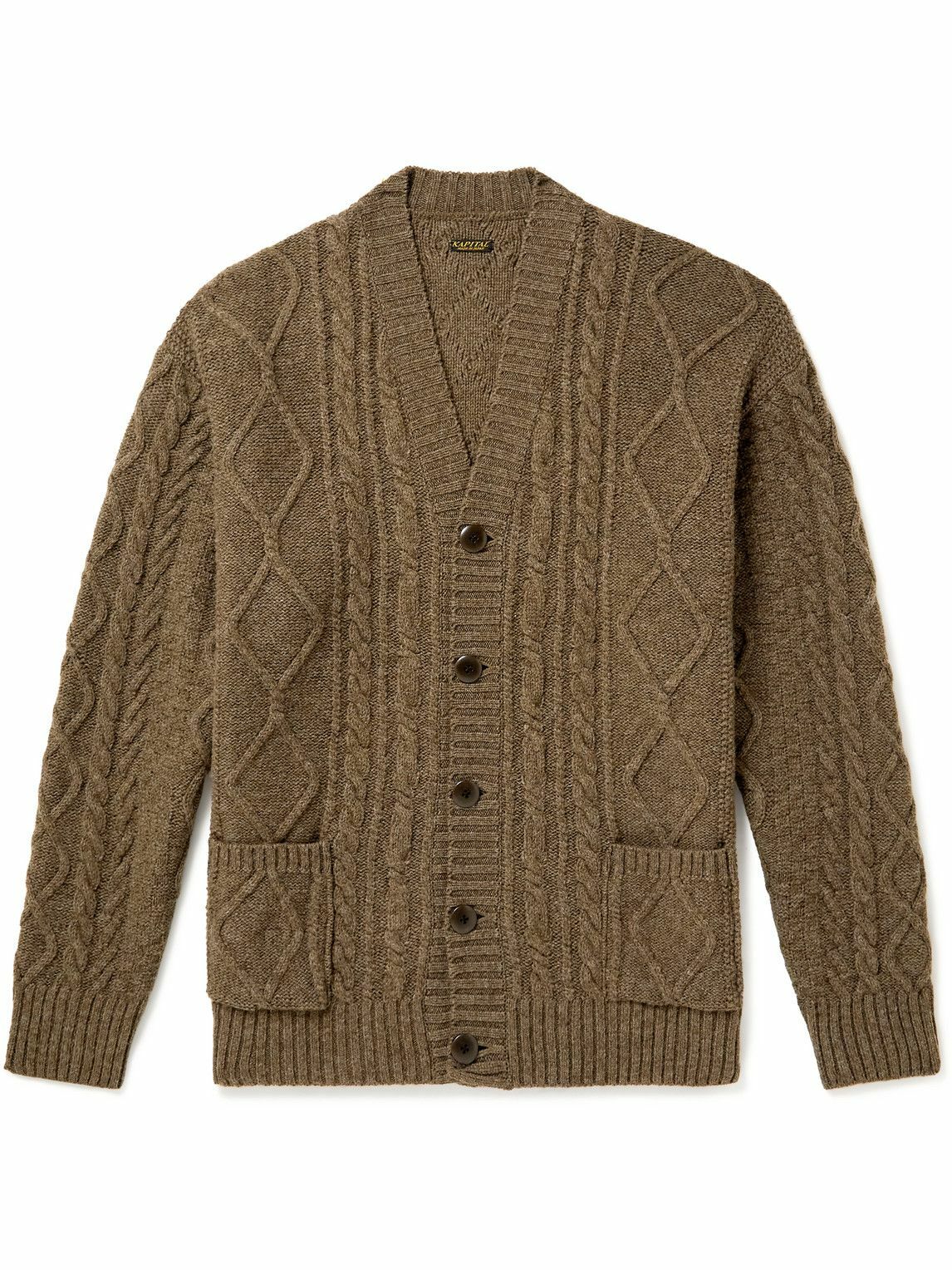 KAPITAL - Intarsia Cable-Knit Wool-Blend Cardigan - Brown KAPITAL