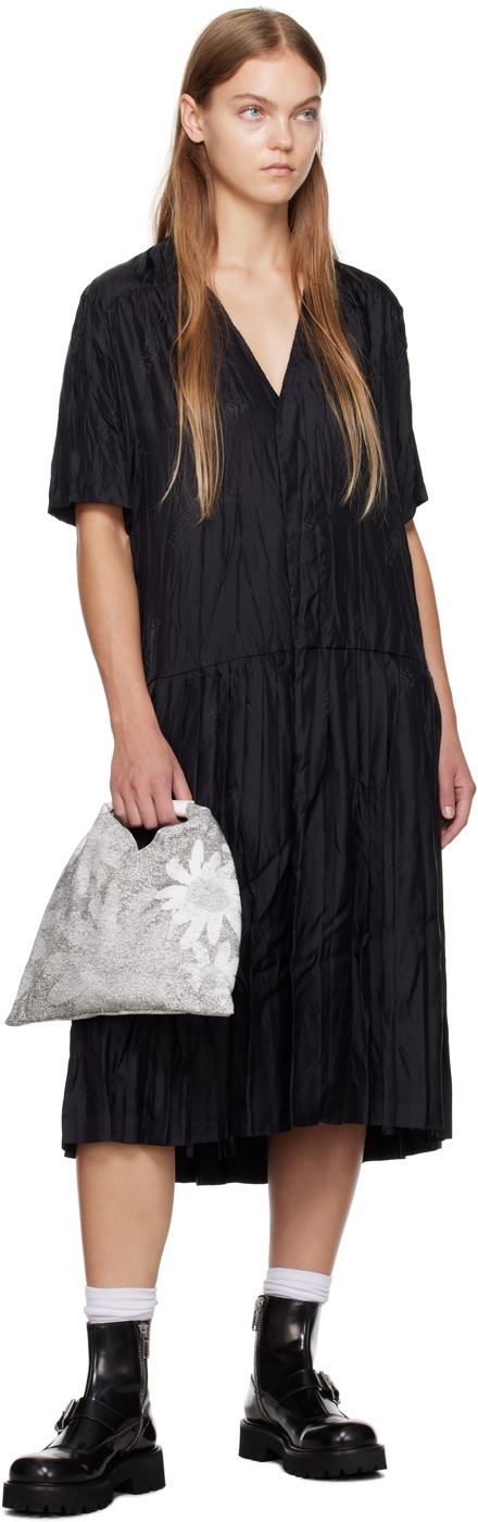 MM6 Maison Margiela Black Pleated Midi Dress MM6 Maison Margiela