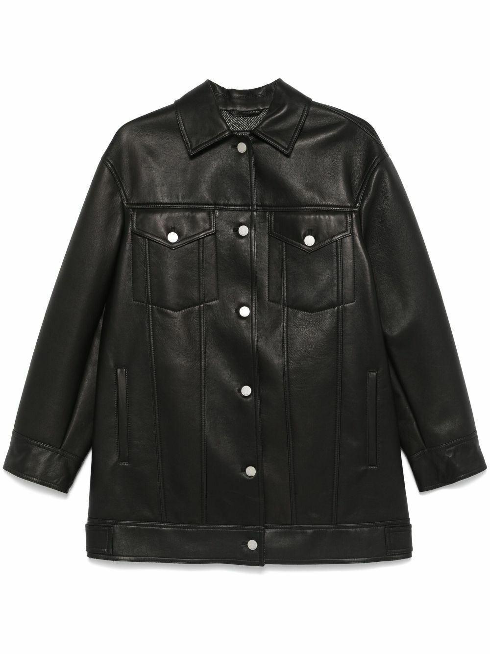 Max Mara Press-Stud Leather Jacket Max Mara