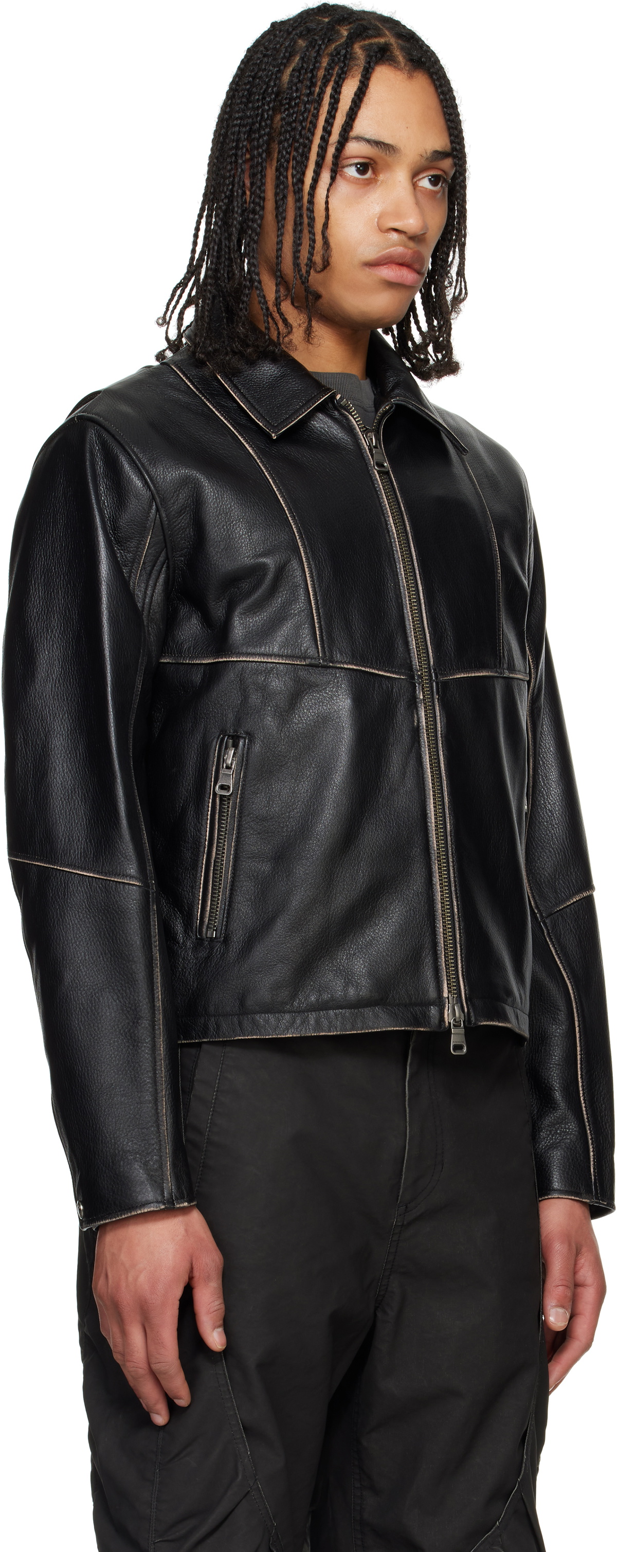 Andersson Bell SSENSE Exclusive Black Dreszen Zip-Up Leather Jacket ...