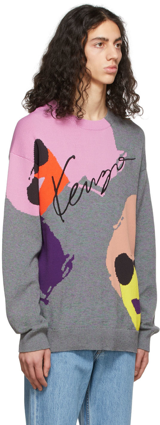 Kenzo Grey Kenzo Tribute Oversize Sweater Kenzo