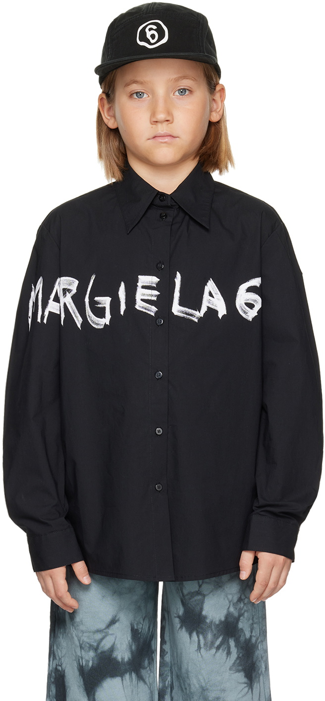MM6 Maison Margiela Kids Black Printed Shirt MM6 Maison Margiela