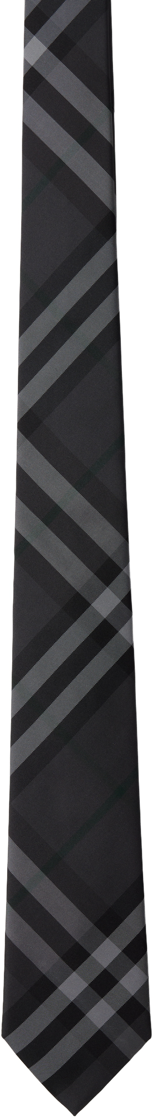 Burberry Gray Check Silk Tie Burberry