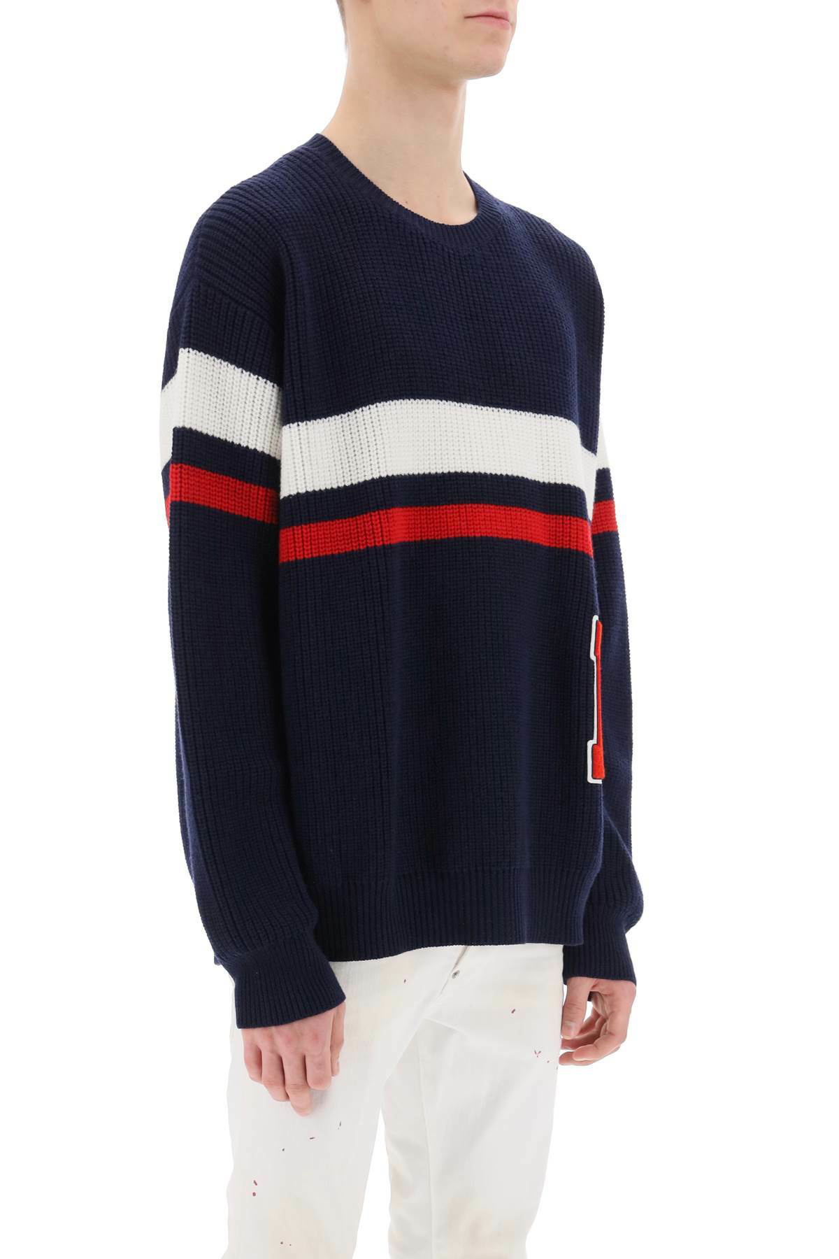 DSQUARED2 wool sweater with varsity patch Blue Dsquared2