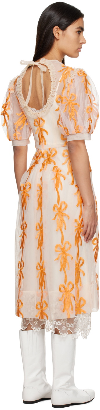 Simone Rocha Orange Embroidered Midi Dress Simone Rocha