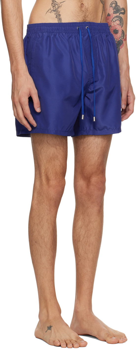 Balmain Blue Printed Swim Shorts Balmain