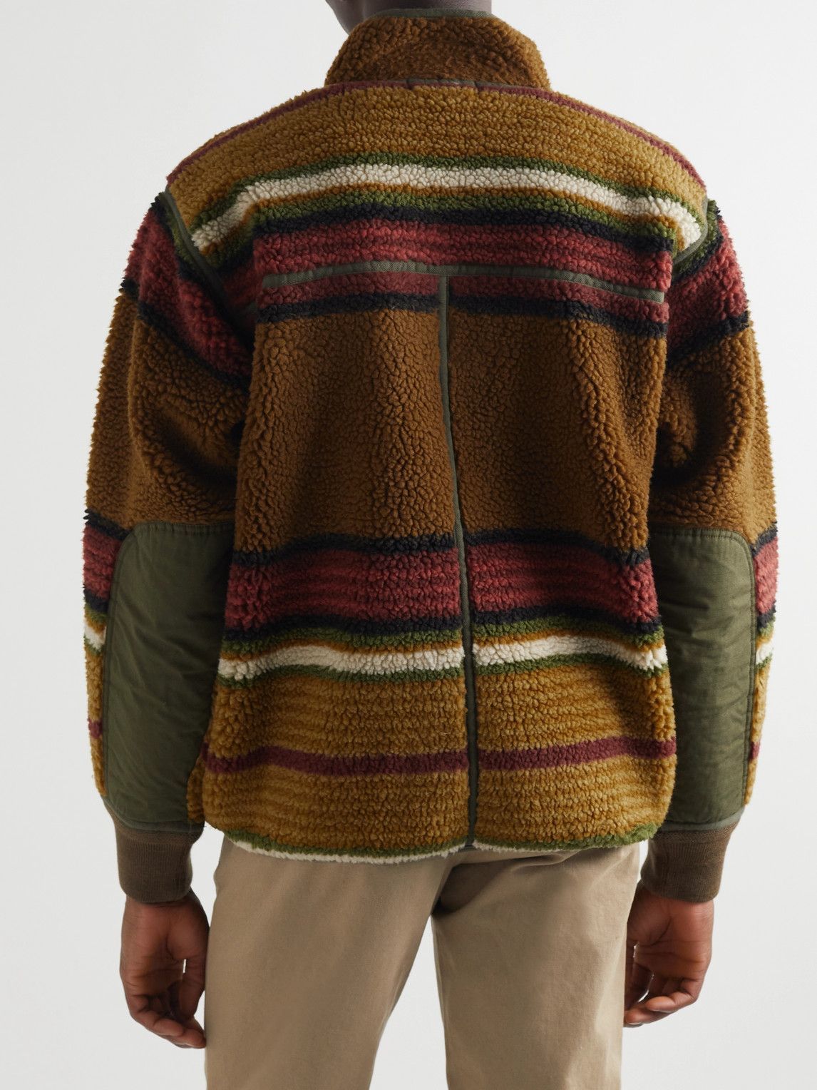 RRL - Ripstop-Trimmed Striped Fleece Jacket - Brown RRL