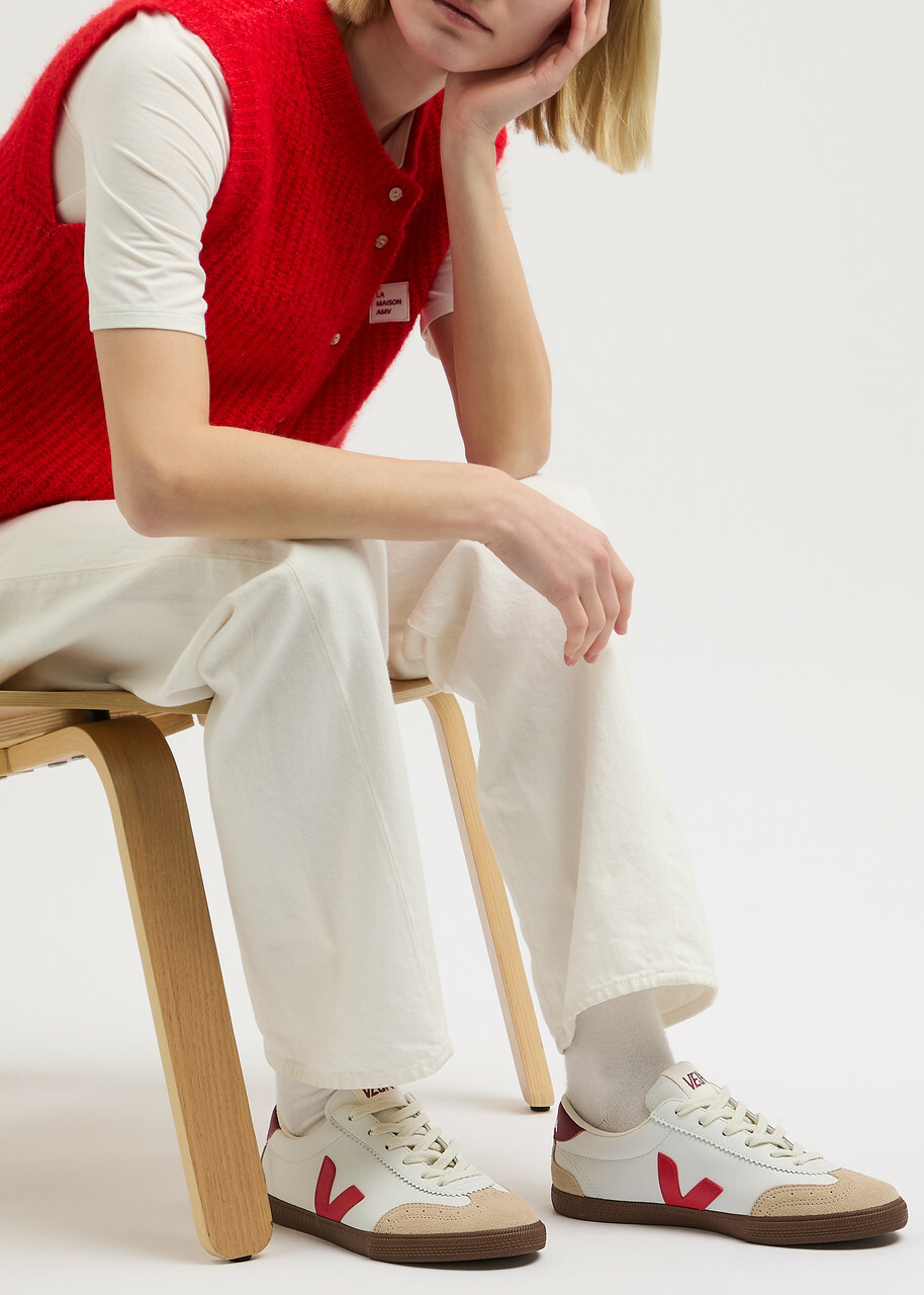 Veja Volley Panelled Leather Sneakers Red VEJA