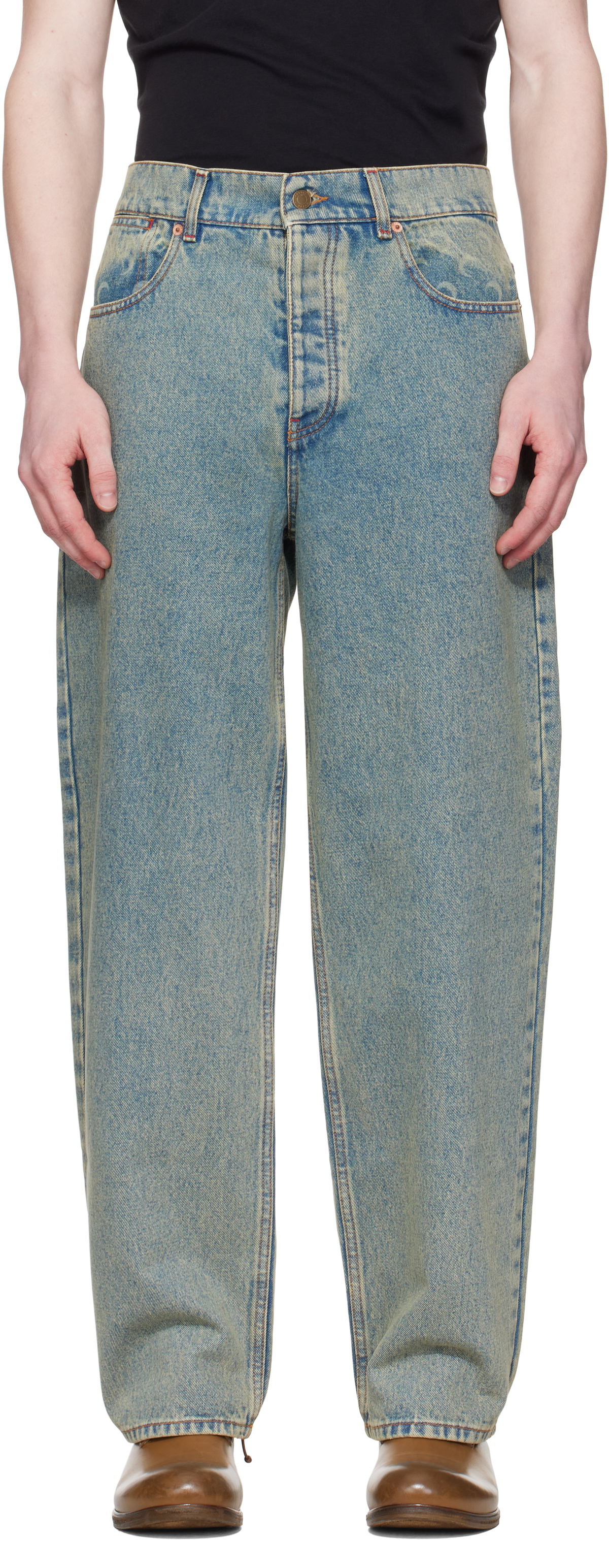 Marine Serre Blue Moon Laser Baggy Jeans Marine Serre