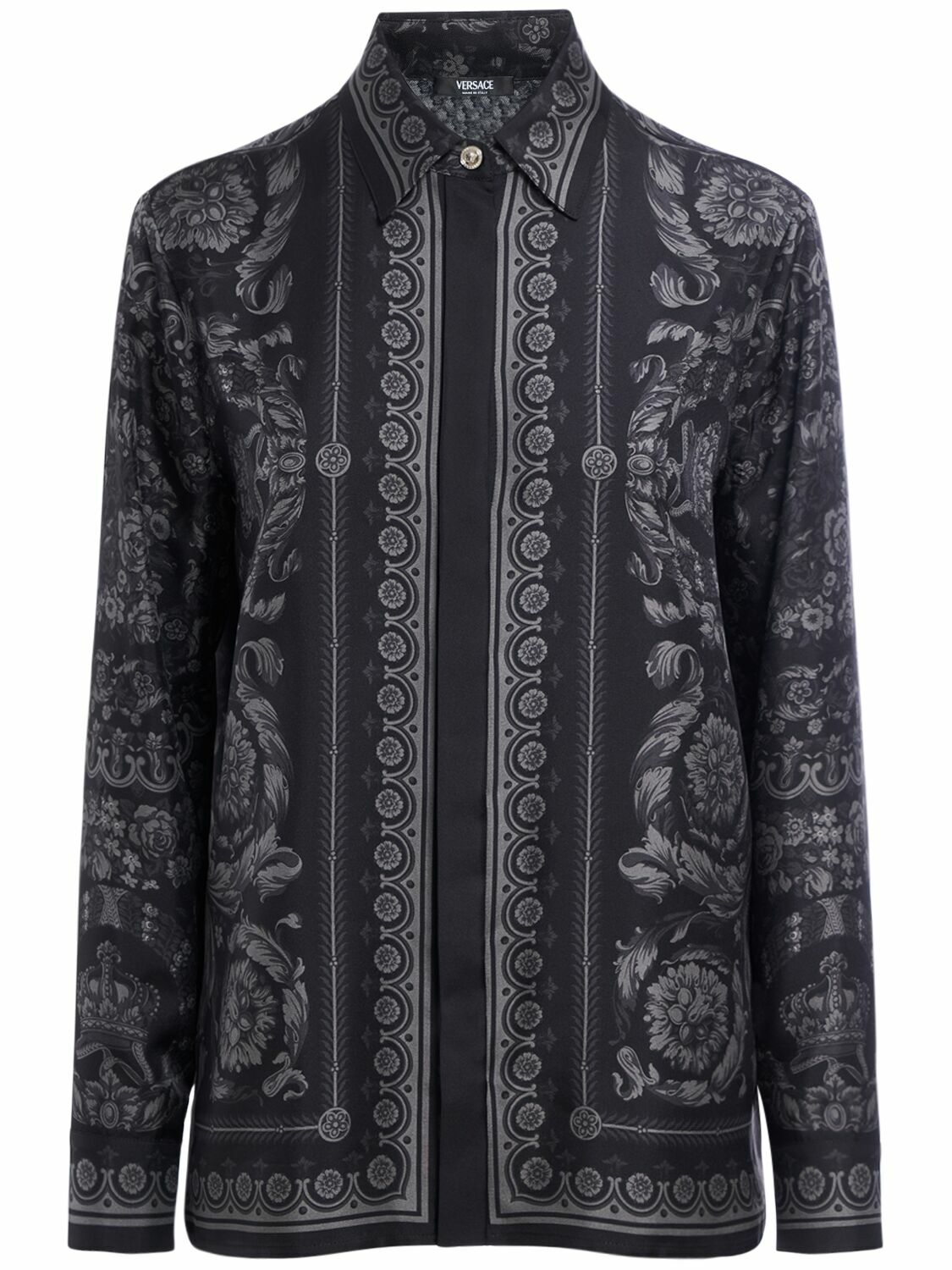 VERSACE - Barocco Print Silk Twill Formal Shirt Versace