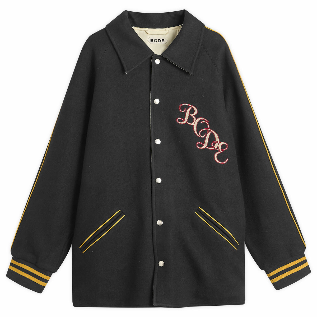 Bode Men's Monogram Snap Reversible Jacket in Black Bode