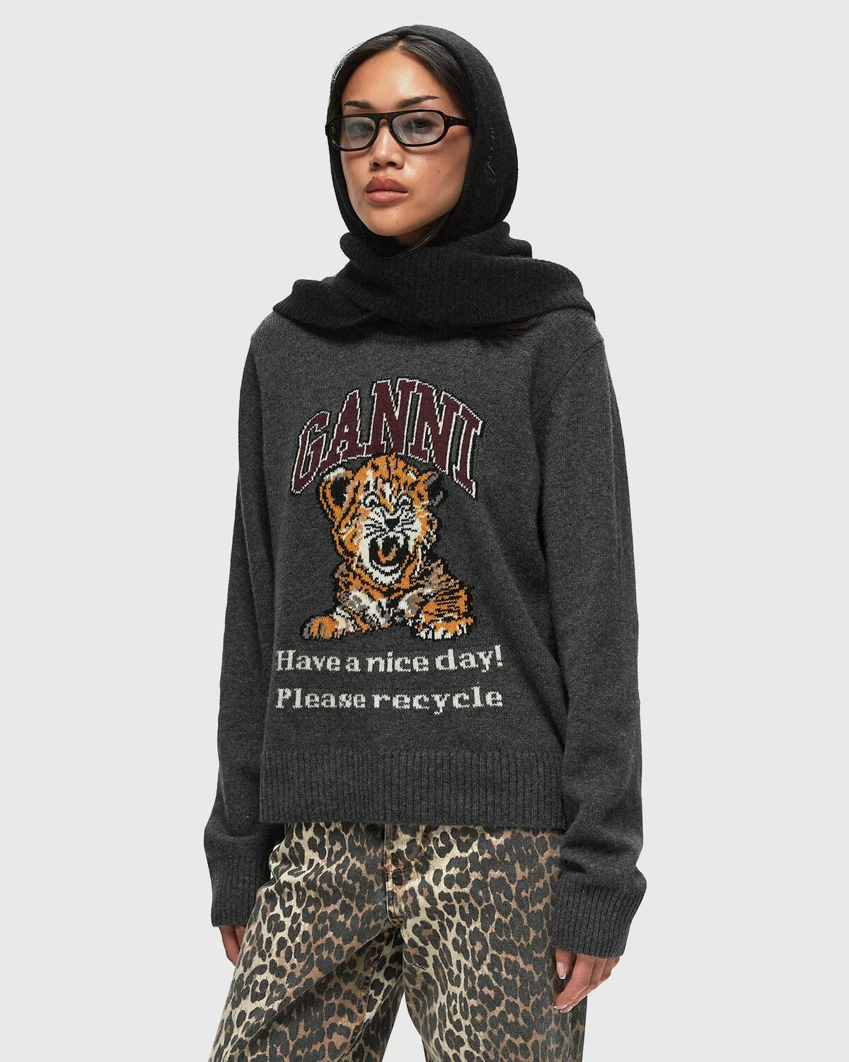 Ganni Soft Wool Balaclava Black Balaclavas GANNI