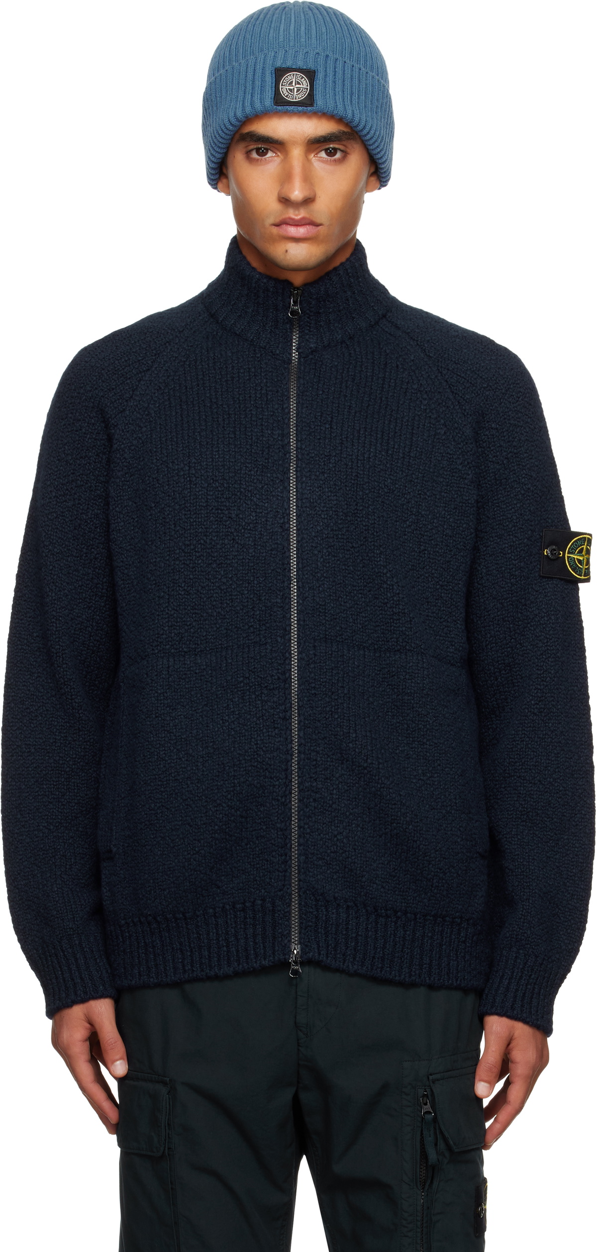 Stone Island Navy 5100051 Wool Cardigan Stone Island