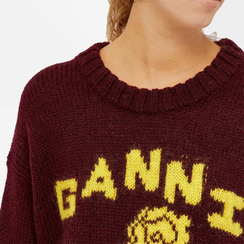 GANNI Women's Long Pullover Logo Knit in Port Royale GANNI