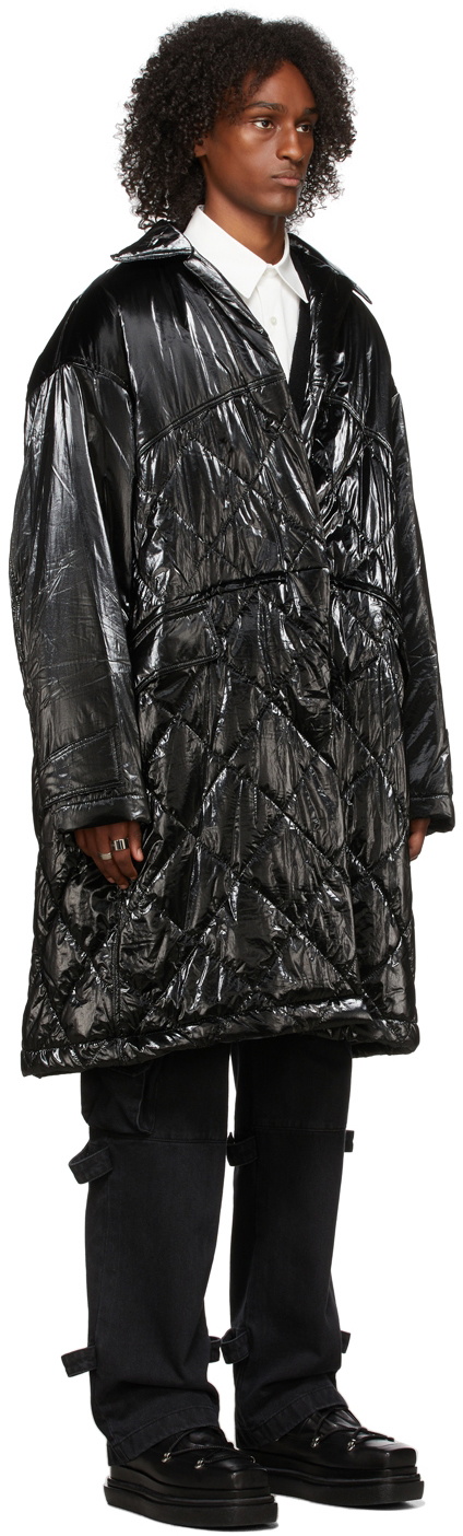 We11done Black String Shiny Coat We11done