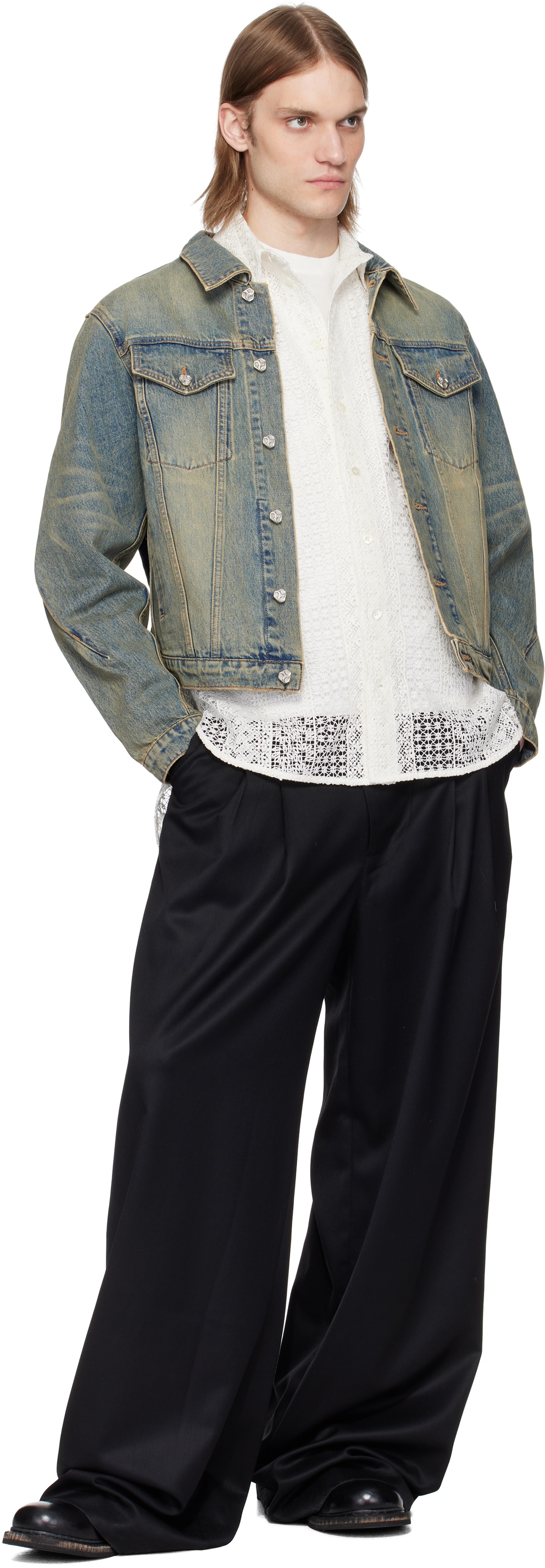 CMMAWEAR Blue Faded Denim Jacket CMMAWEAR