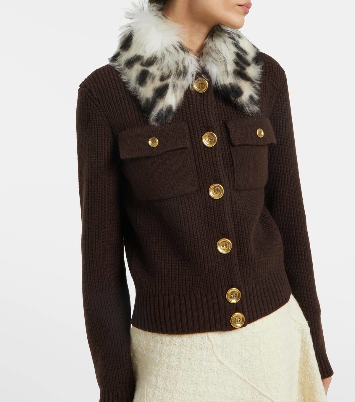 Givenchy Shearling-trimmed wool and cashmere-blend cardigan Givenchy