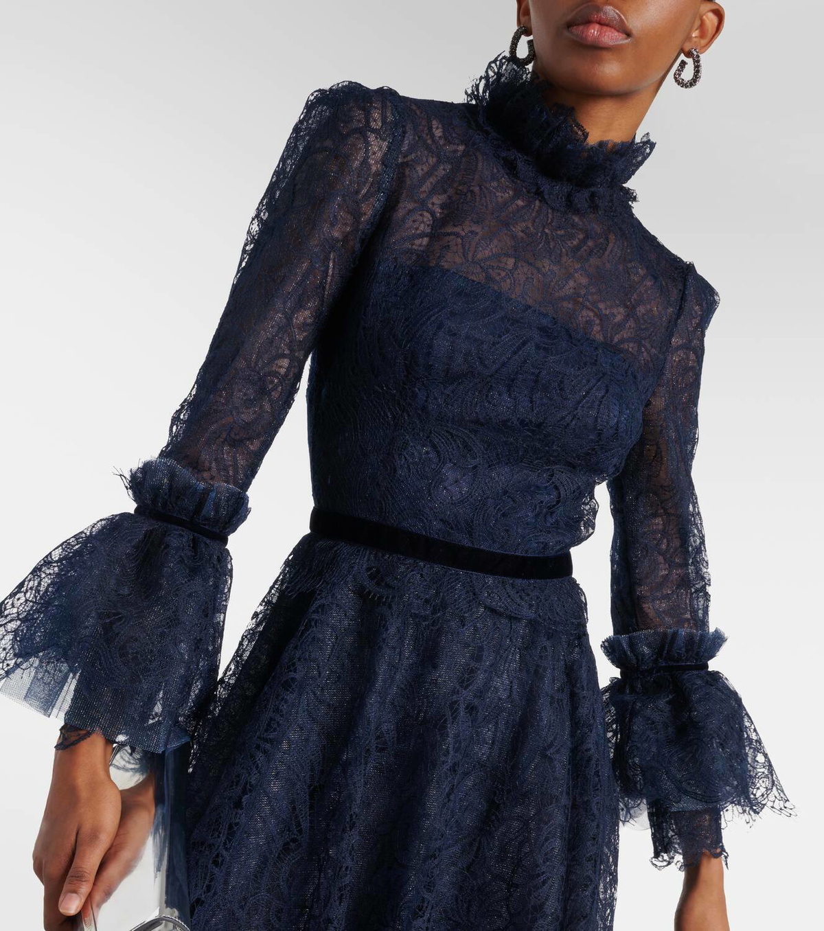 Costarellos Ruched lace gown Costarellos