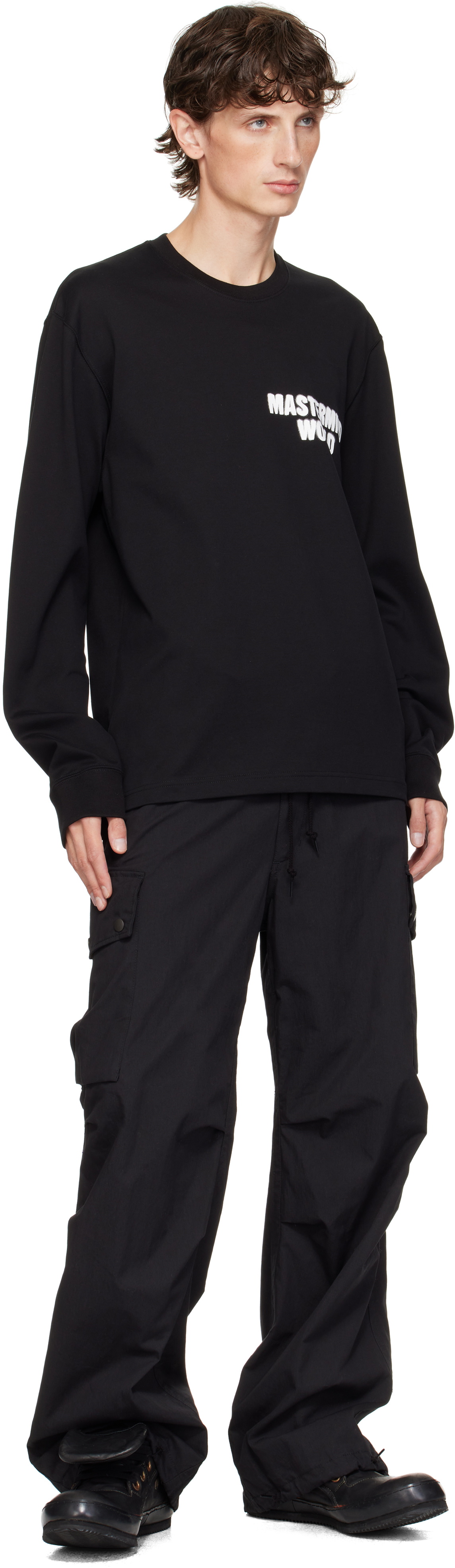 MASTERMIND WORLD Black Spray Paint Long Sleeve T-shirt MASTERMIND WORLD