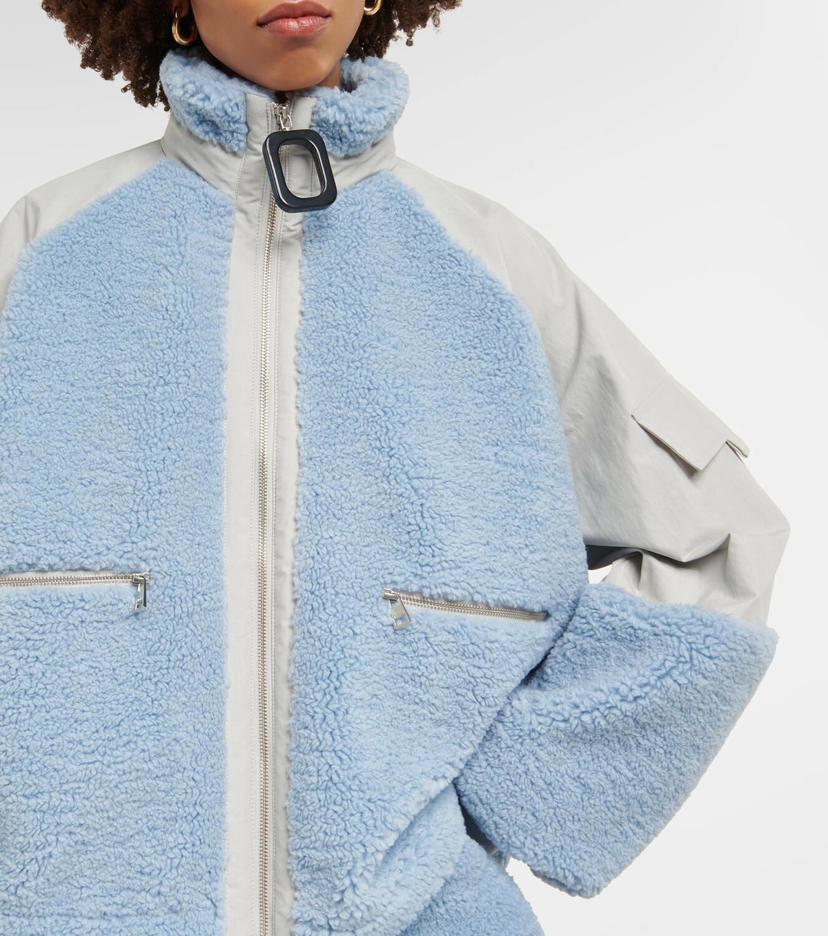 JW Anderson Colorblocked fleece-trimmed jacket JW Anderson