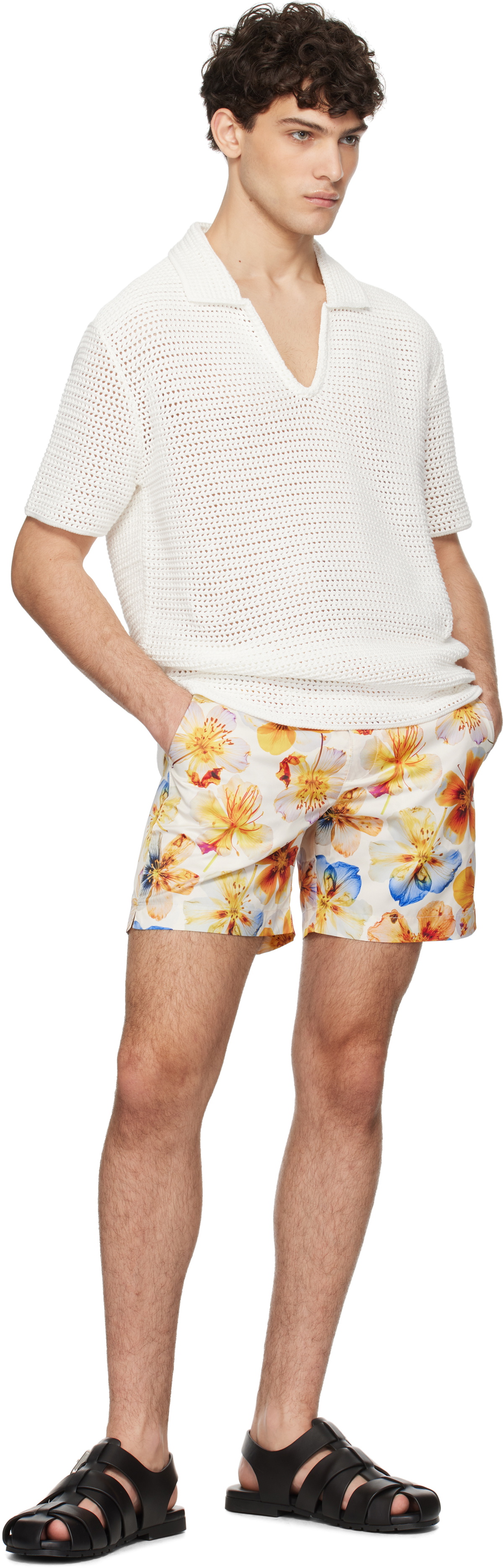Orlebar Brown Off-White Batten Crochet Polo Orlebar Brown
