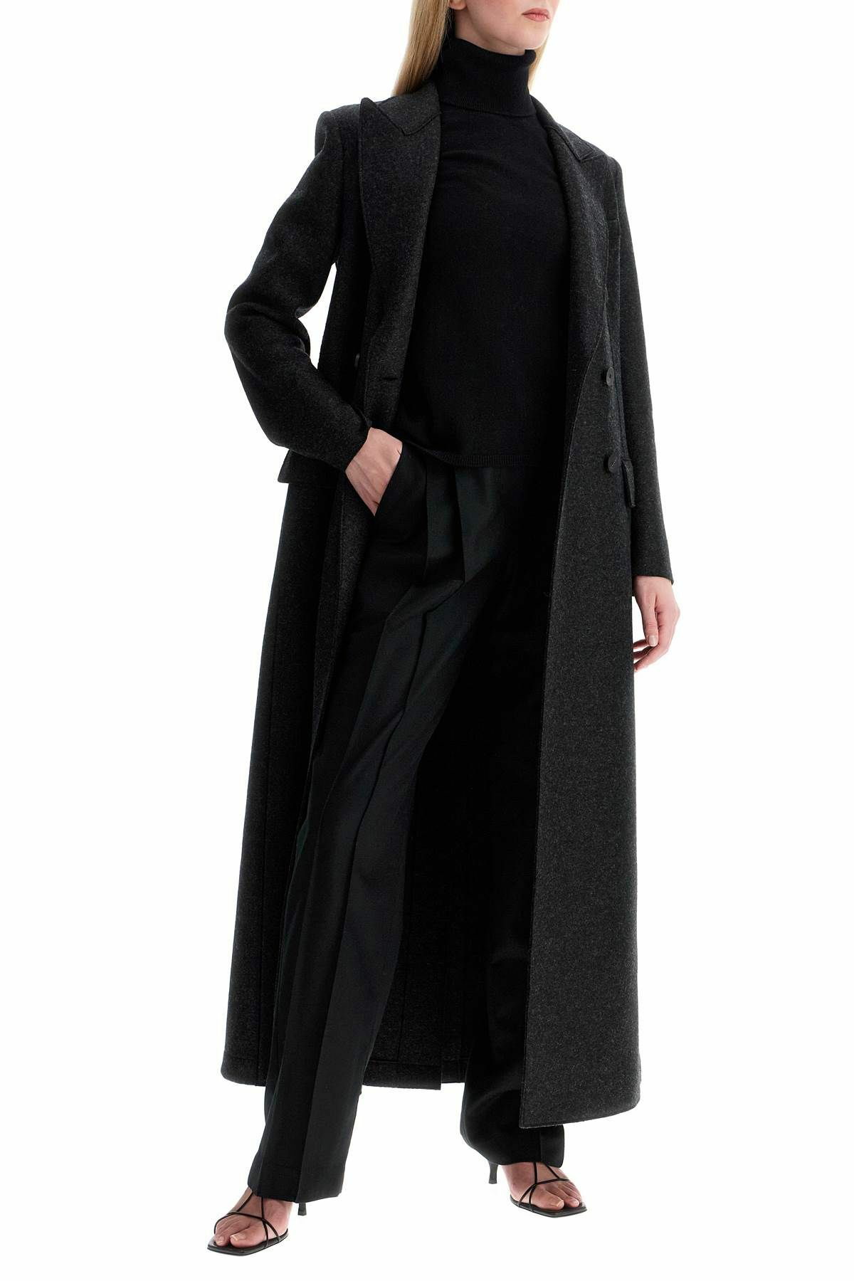 HARRIS WHARF LONDON double-breasted pressed wool coat Grey Harris Wharf ...