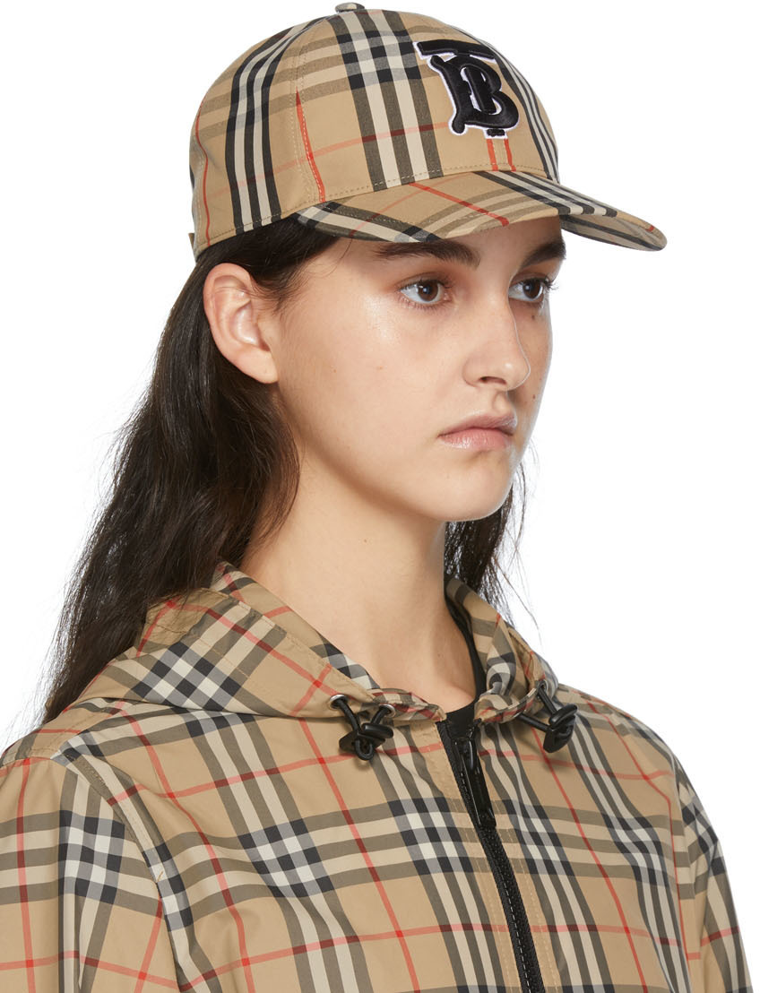 Burberry Beige Cotton Monogram Motif Vintage Check Baseball Cap Burberry