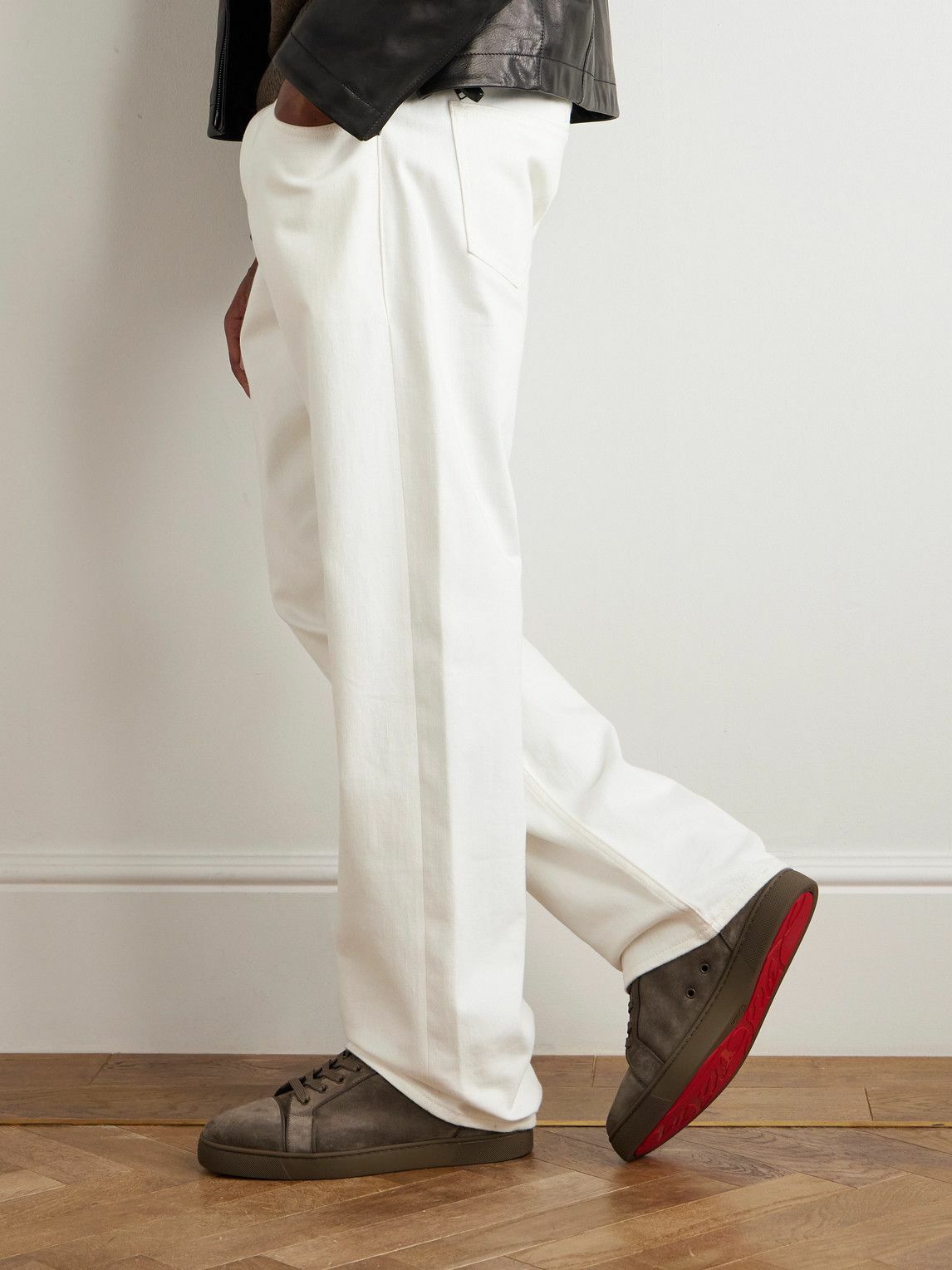 Christian Louboutin - Louis Junior Grosgrain-Trimmed Suede Sneakers ...
