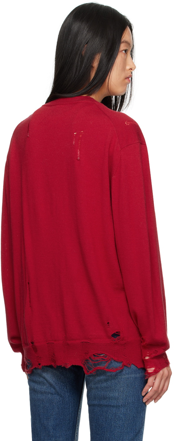 R13 Red Distressed Edge Cardigan R13