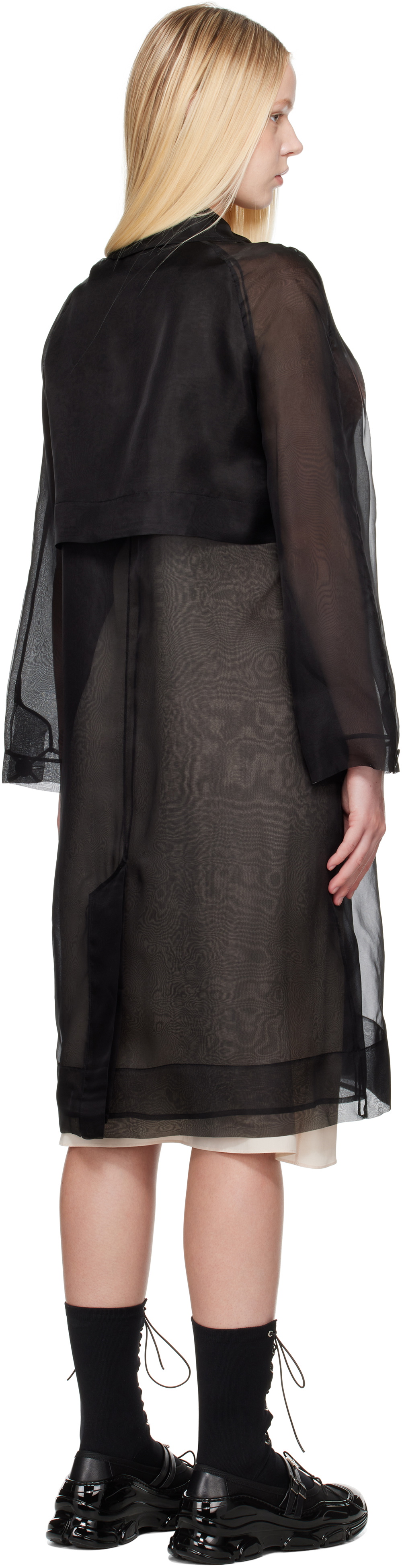 Simone Rocha Black Stuffed Carnation Car Coat Simone Rocha