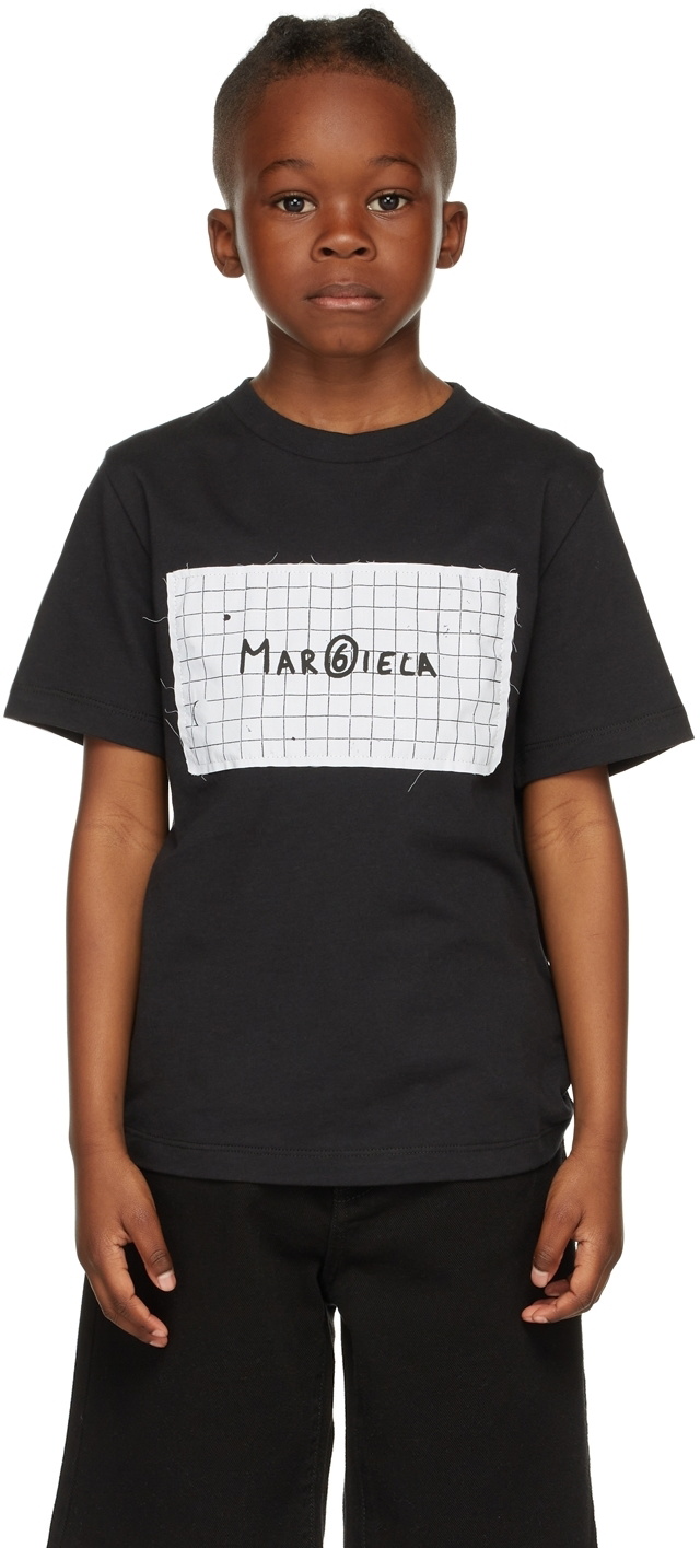 MM6 Maison Margiela Kids Black Graphic Logo T-Shirt MM6 Maison Margiela