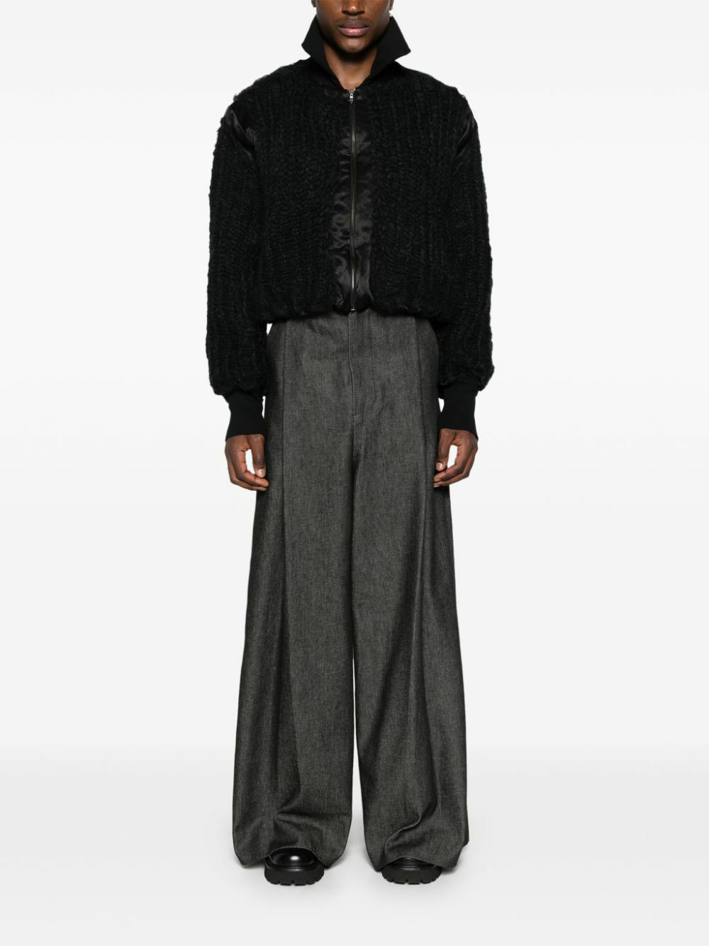 MLGA Black Chunky Knit Bomber Jacket MLGA