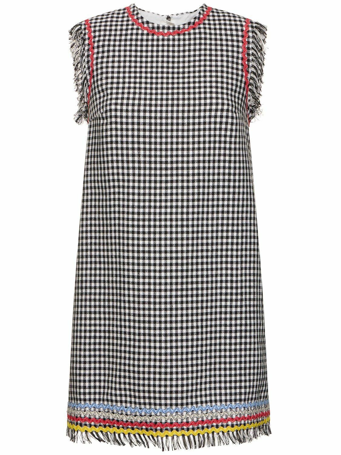 MSGM Fringed Hem Gingham Mini Dress MSGM