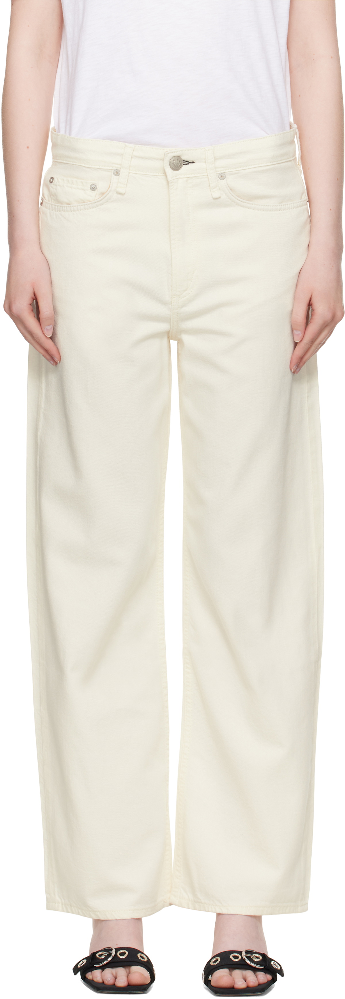 rag & bone Off-White Featherweight Logan Wide-Leg Jeans Rag and Bone