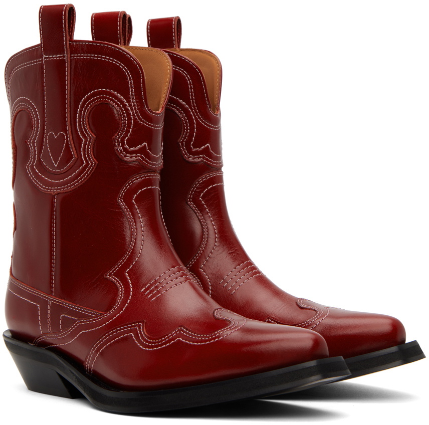 GANNI Burgundy Western Boots GANNI