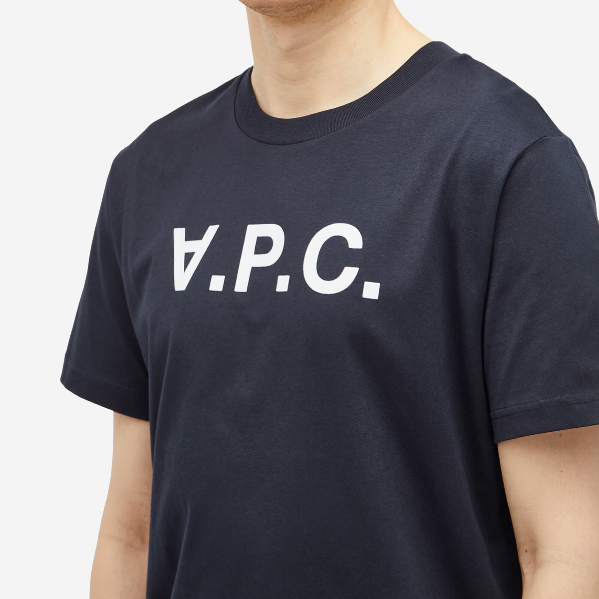 A.P.C. Men's VPC Logo T-Shirt in Dark Navy/Ecru A.P.C.