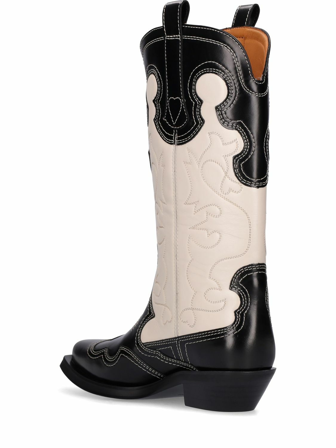 GANNI 40mm Leather Western Ankle Boots GANNI