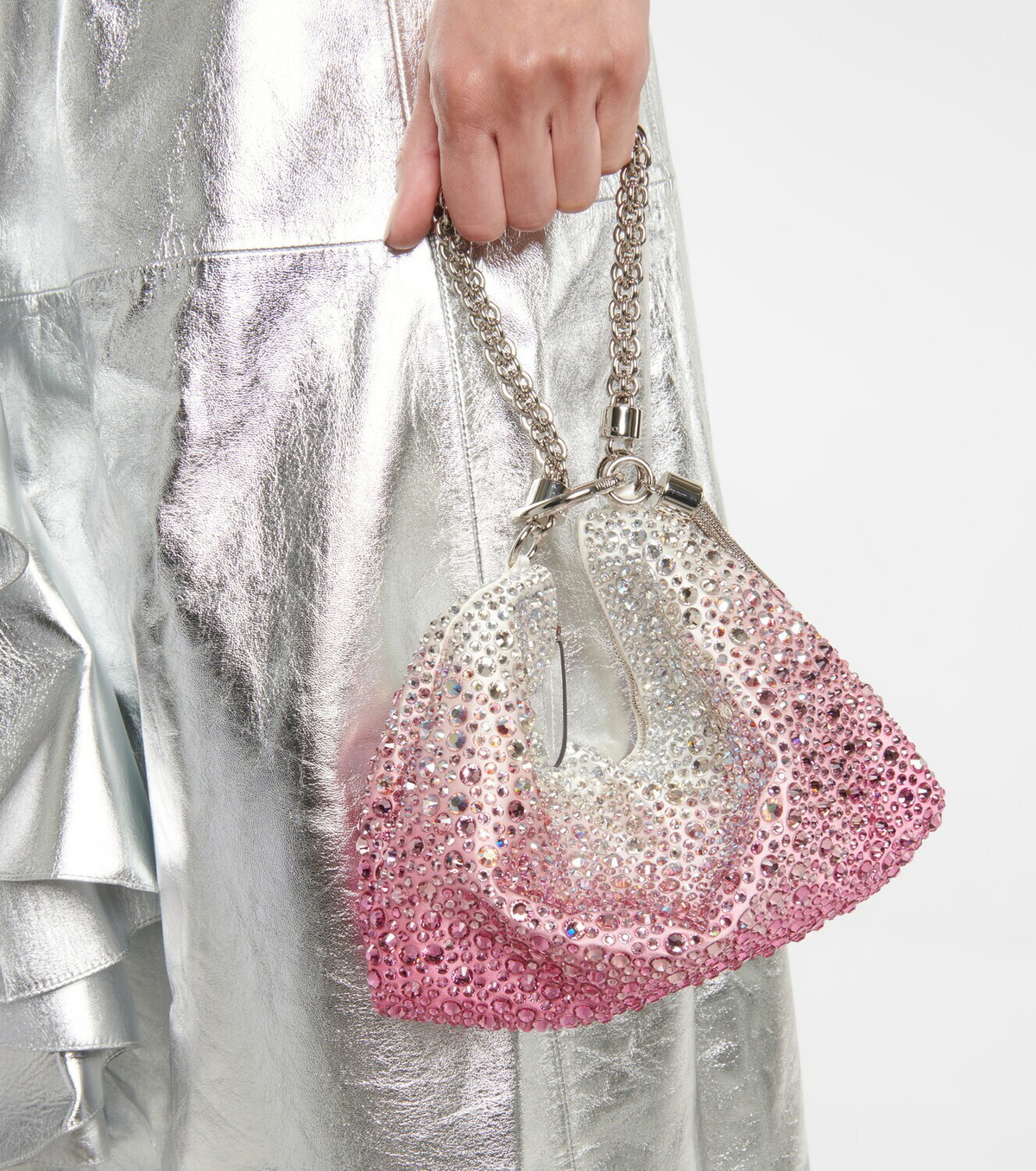 Jimmy Choo - Callie crystal-embellished satin pouch Jimmy Choo