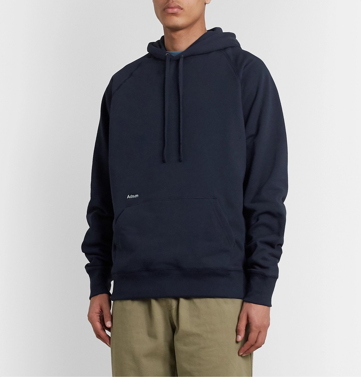Adsum - Logo-Embroidered Loopback Cotton-Jersey Hoodie - Blue Adsum