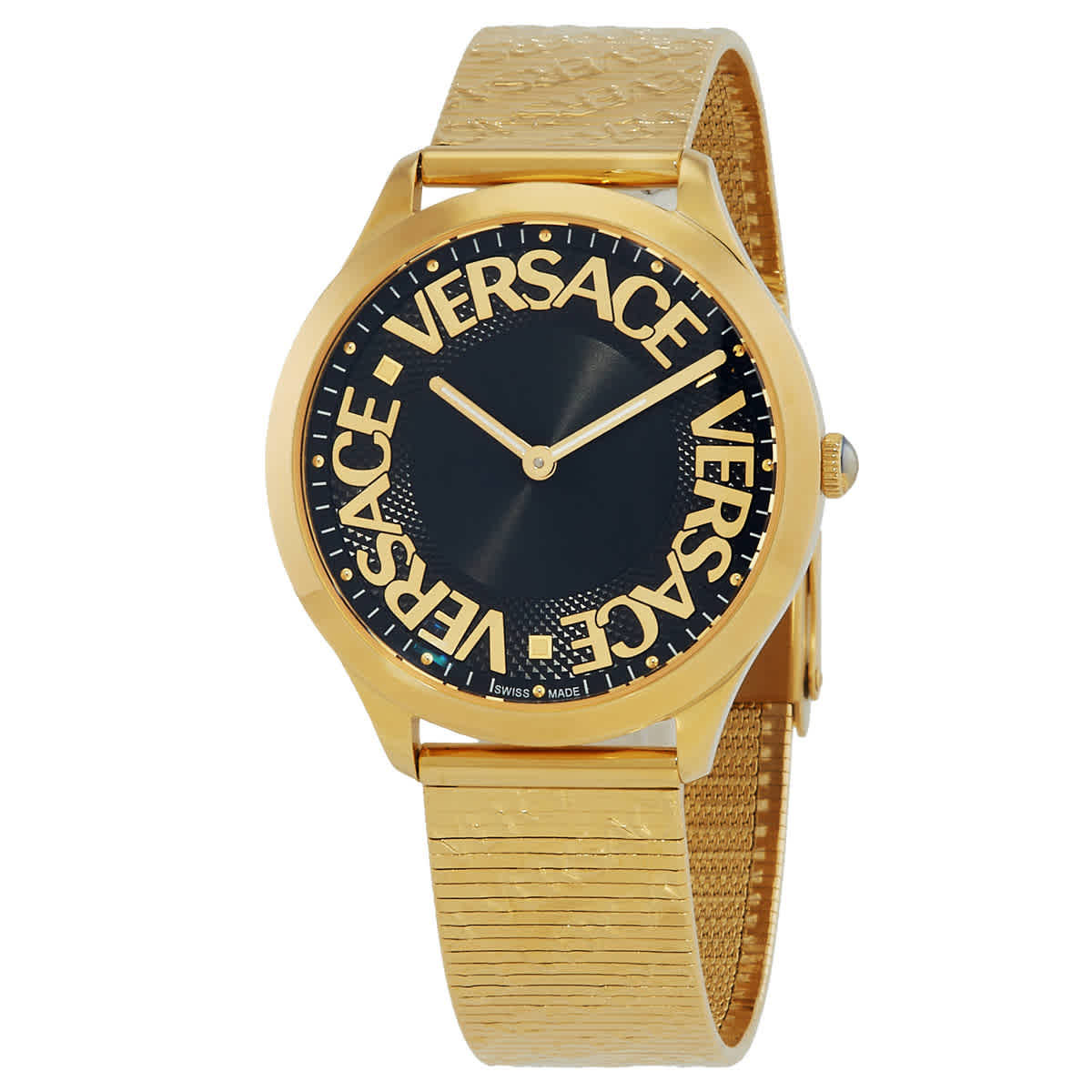Versace Logo Halo Quartz Black Dial Ladies Watch VE2O00522 Versace