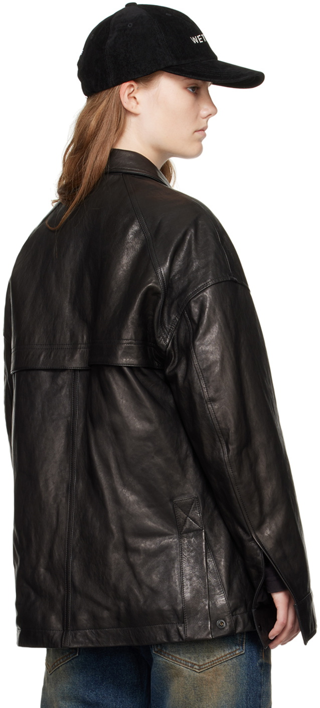 We11done Black Padded Leather Jacket We11done