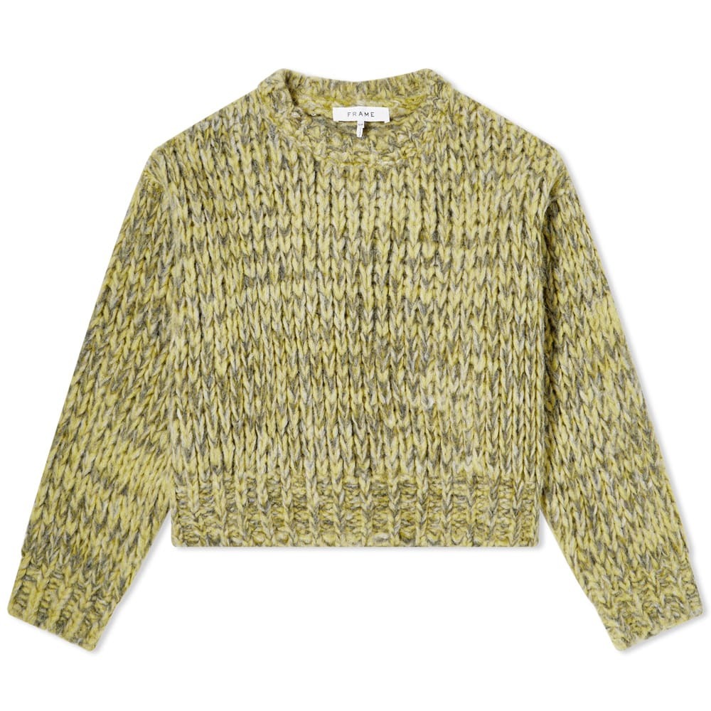 Frame Women's Cropped Marl Sweater in Flash Lime Multi Frame Denim