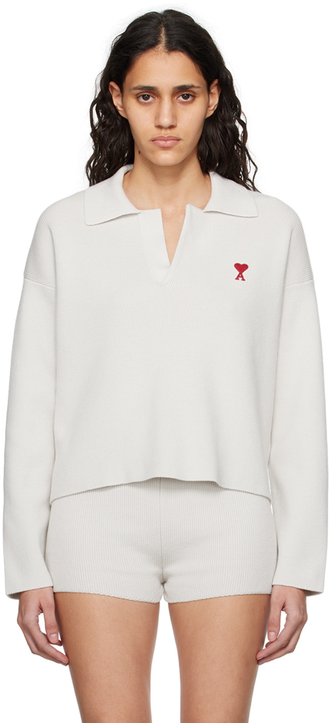 AMI Paris Gray Ami de Cœur Sweater AMI