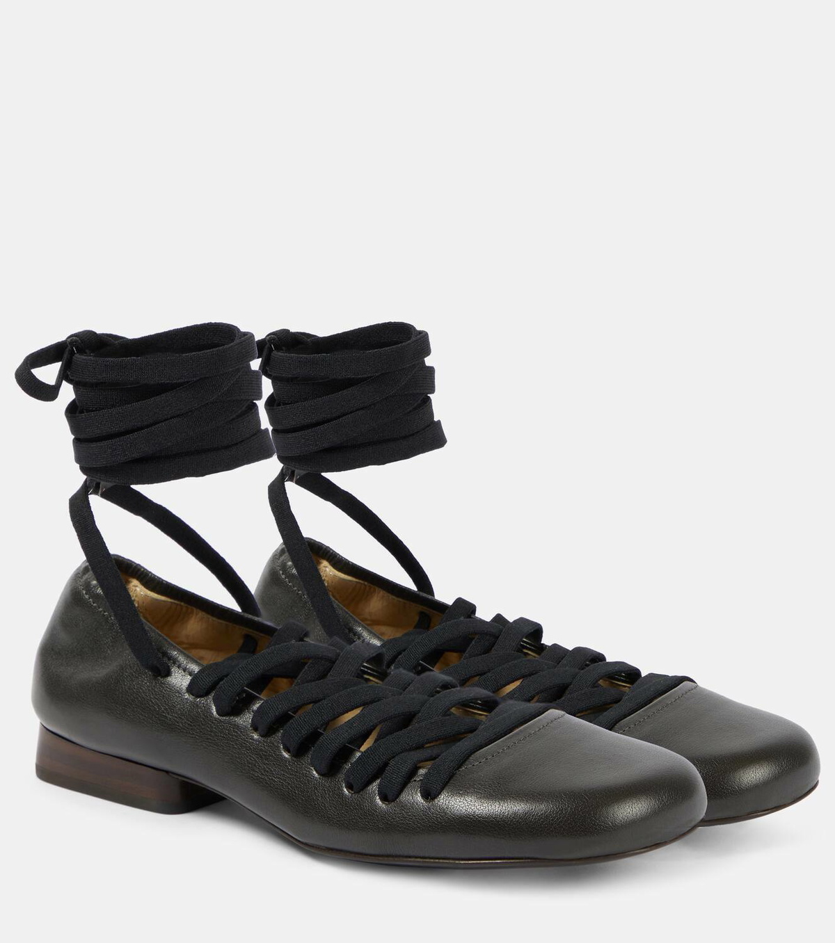 Lemaire Laced leather ballet flats Lemaire