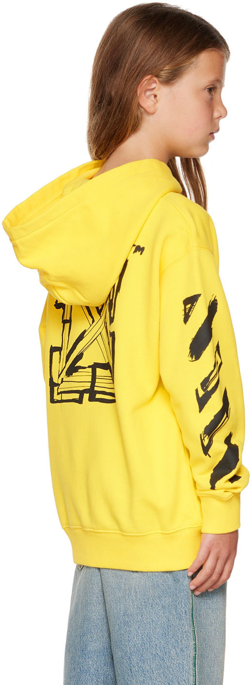 Off-White Kids Yellow Script Hoodie Off-White