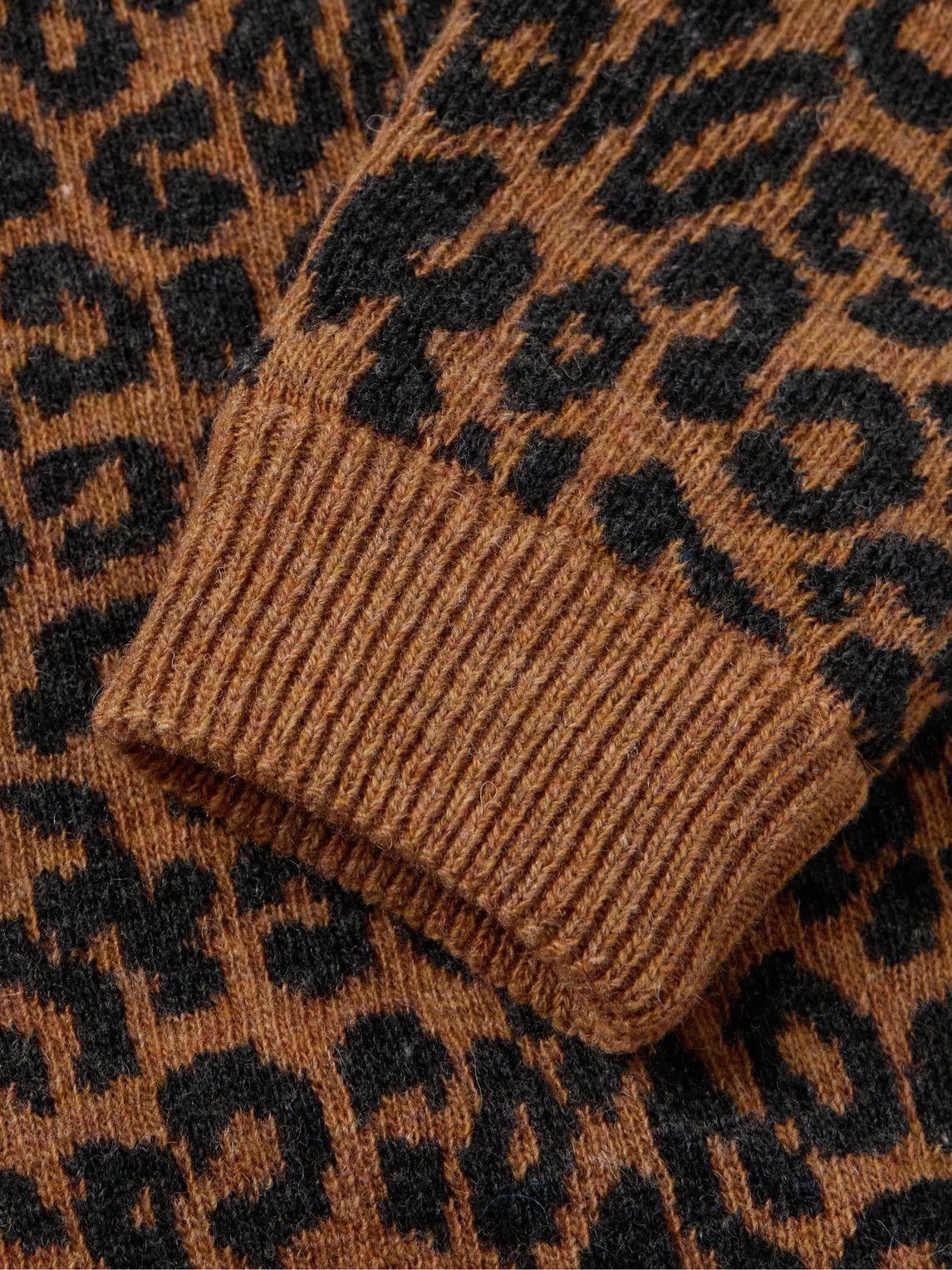Noah - Leopard-Jacquard Wool Cardigan - Brown Noah NYC