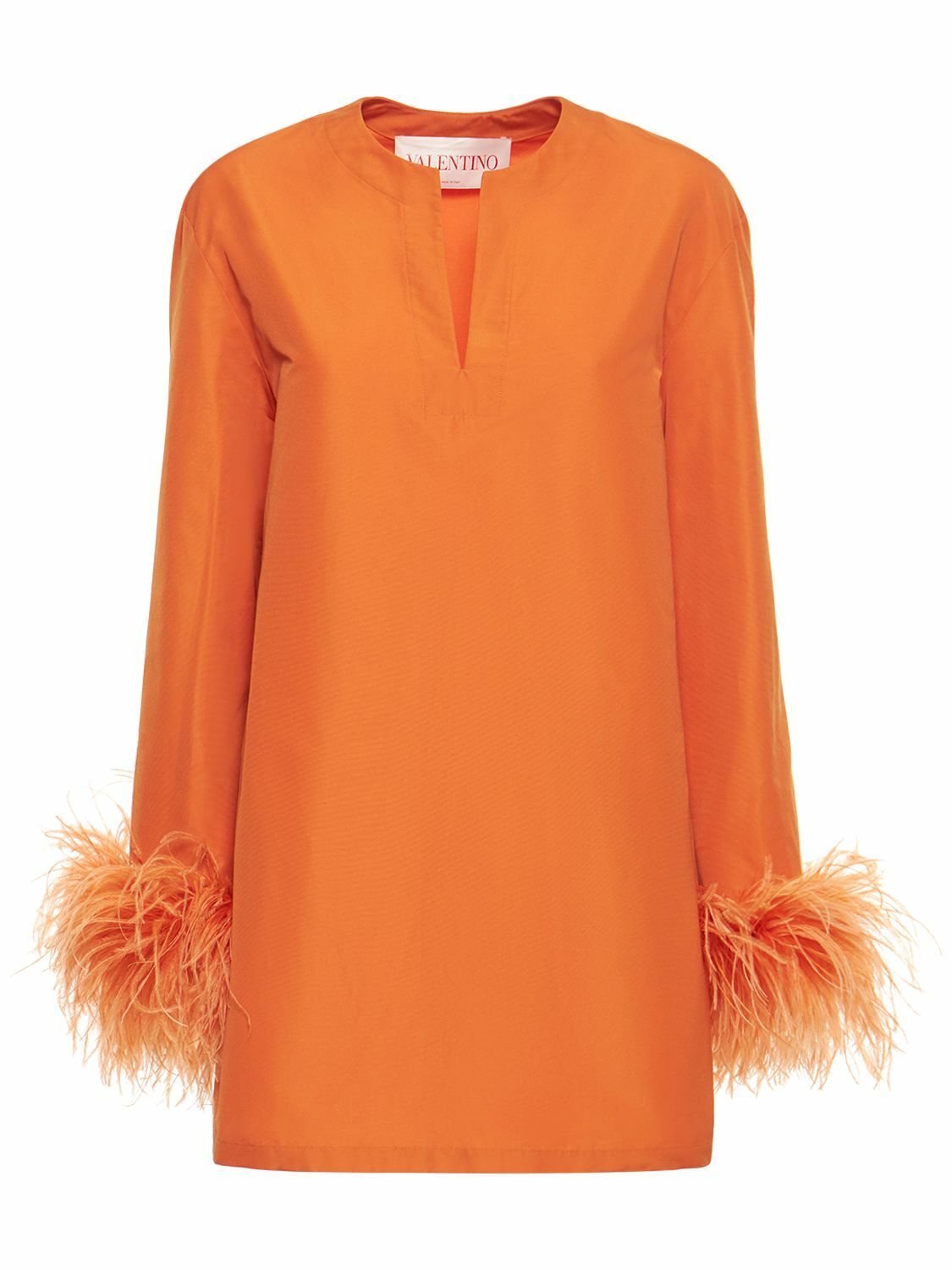VALENTINO Micro Faille & Feather Mini Dress Valentino